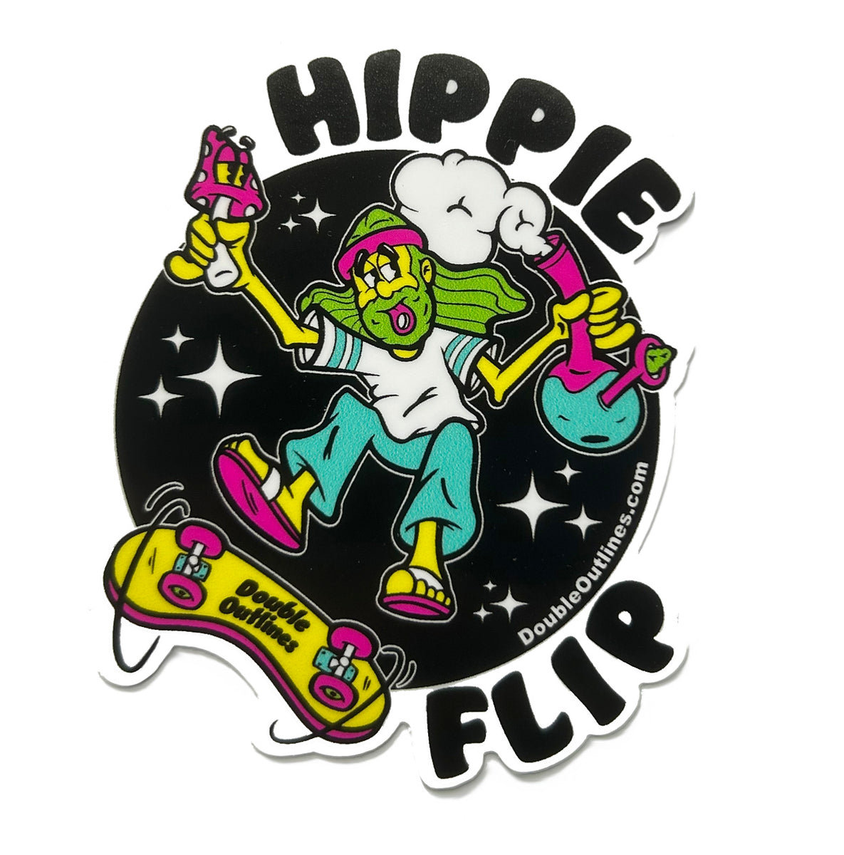 Hippie Flip Sticker – Double Outlines