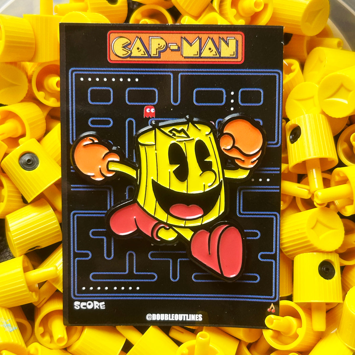 Cap Man Enamel Pin – Double Outlines